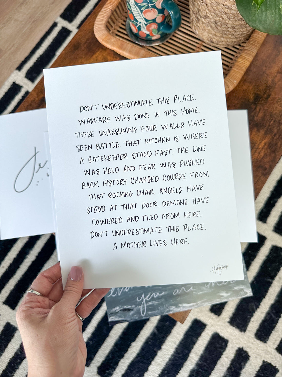 A Mother Lives Here Script Print – The Brave Mama Co.
